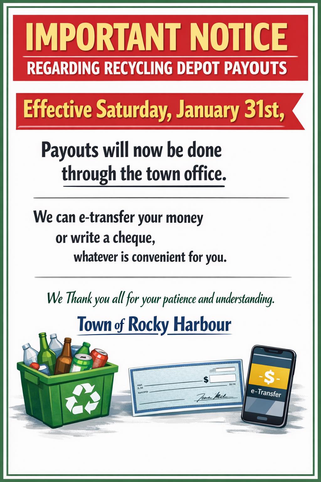Recycling Update | Town of Rocky Harbour