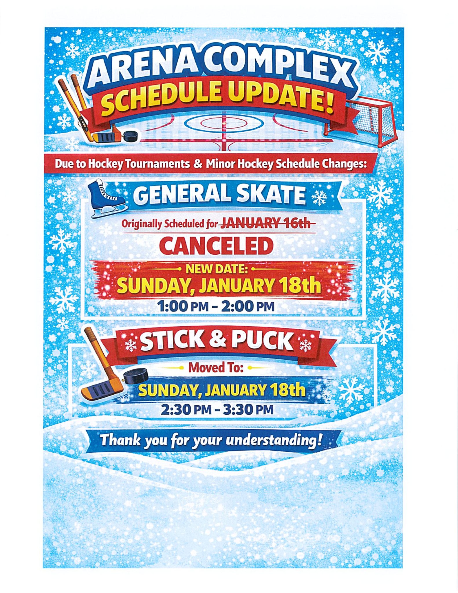 Arena – Schedule Update | Town of Rocky Harbour